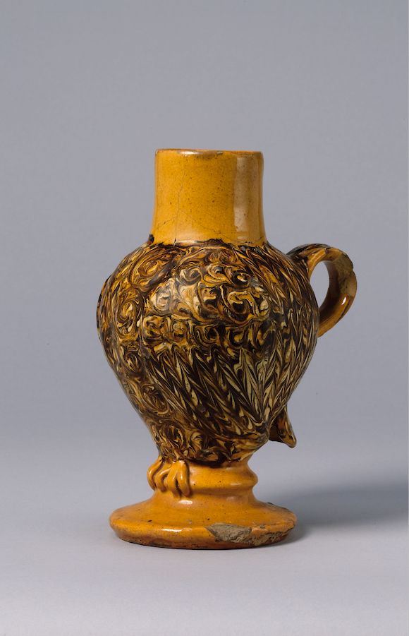 Bonhams : A Staffordshire Slipware Owl Jug late 17th or early 18th ...