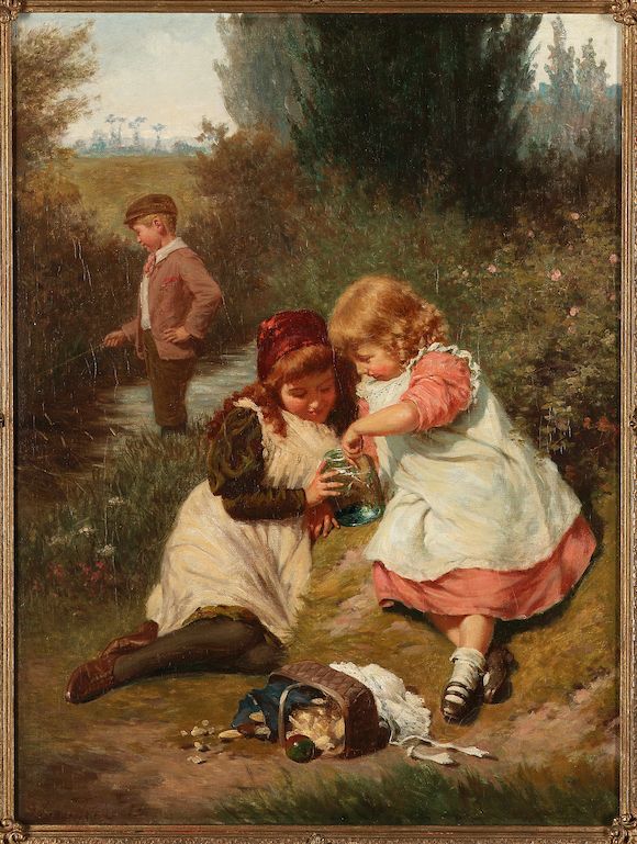 Bonhams : Edwin Thomas Roberts (British 1840-1917) Little Fishes 62 x ...