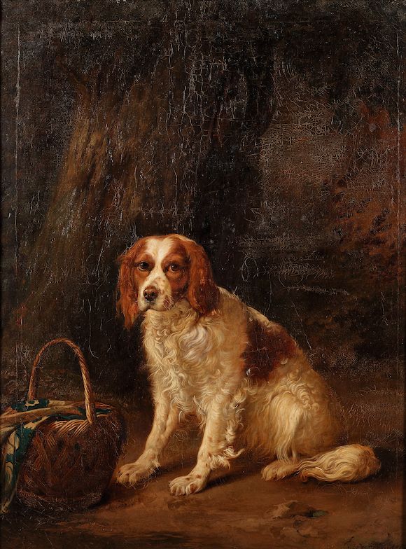 Bonhams : Emmanuel Noterman (Belgian 1808-1863) A red and white spaniel ...