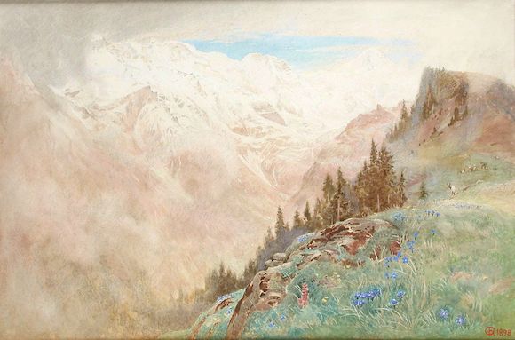 Bonhams : Harry Goodwin (British, d.1925) Alpine Scene 35.5 x 53 cm.