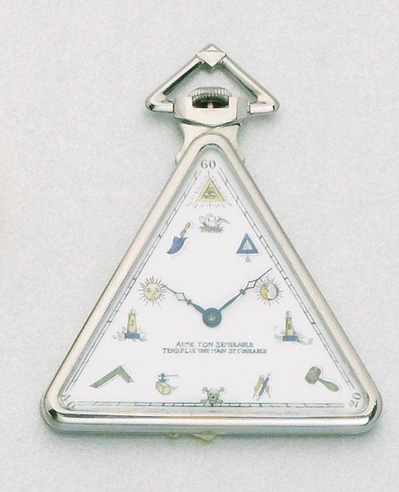 Bonhams : A 20th century chrome cased triangular masonic watch Schwab ...