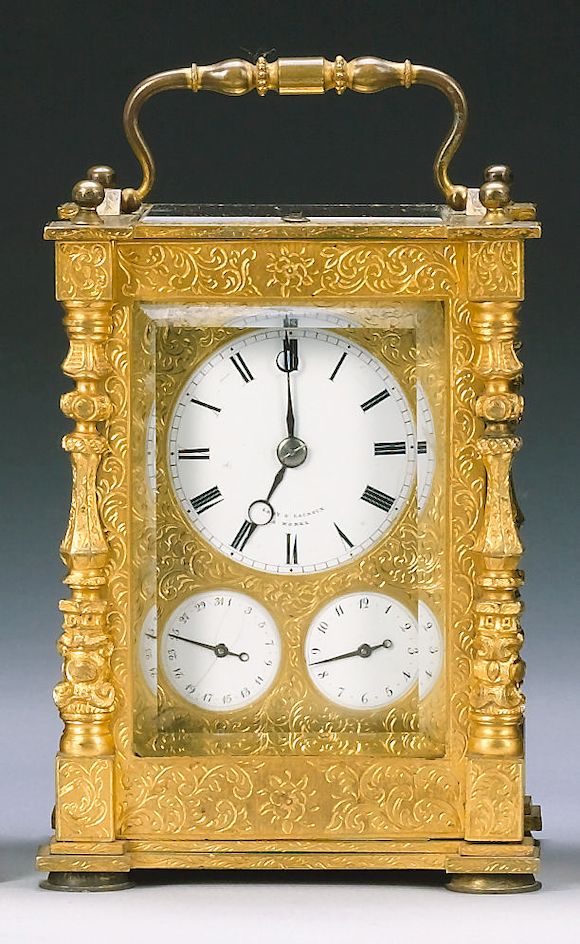 Bonhams : A good 19th century Swiss brass carriage clock Lamy & Lacroix ...