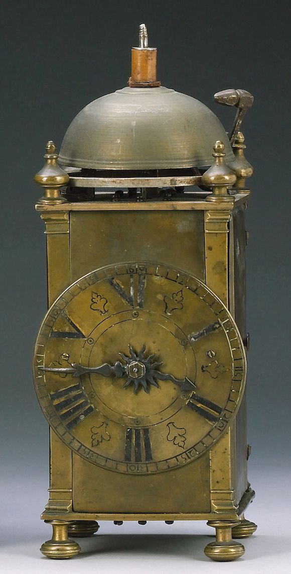 Bonhams : A Continental brass weight driven chamber clock 30cms
