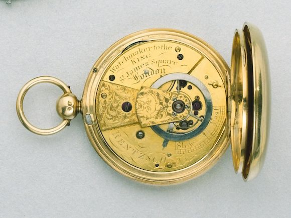 Bonhams : An 18ct gold full hunter cylinder watch Rentzch, Watchmaker ...