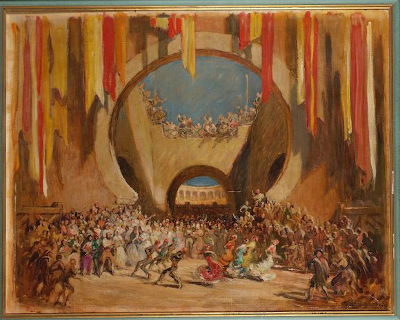 Bonhams : Panos Aravantinos (Greek 1886-1930) Scene from Carmen 77.5 x ...
