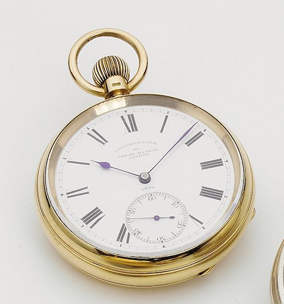 Bonhams : A late 19th century gold openfaced keyless pocket chronometer ...