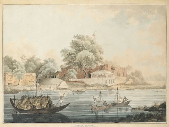 Bonhams : William Orme (British, fl. 1790-1820) after Thomas & William Daniell Shipping on the ...
