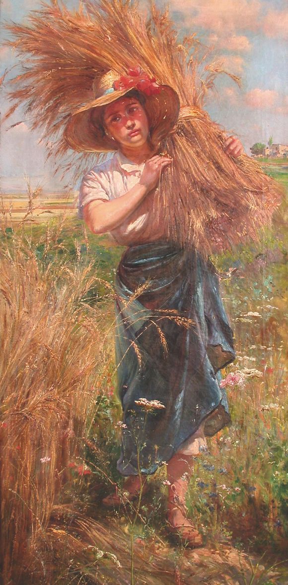 Bonhams : Pietro Barucci (Italian b.1845) The young harvester 110 x 53 cm