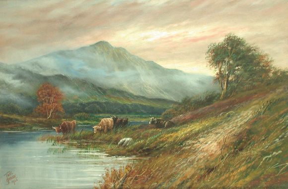 Bonhams : Joel Owen (British, c.1900) Highland lake scenes 41 x 61cm (4)