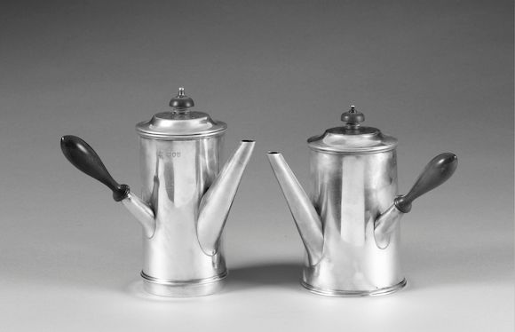 Bonhams : A pair of late Victorian chocolate pots, by William Gibson ...