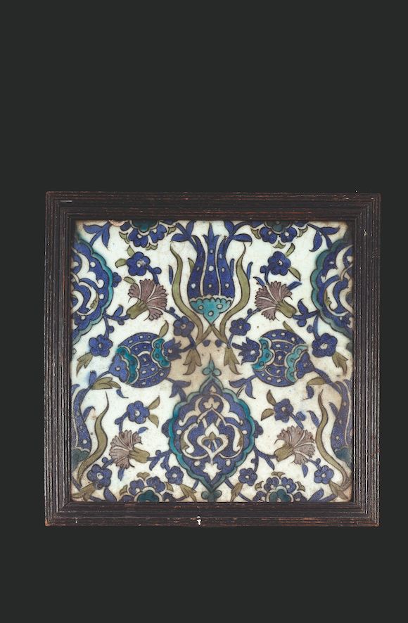 Bonhams : A Damascus underglaze painted pottery Tile Syria, circa 1600 (2)
