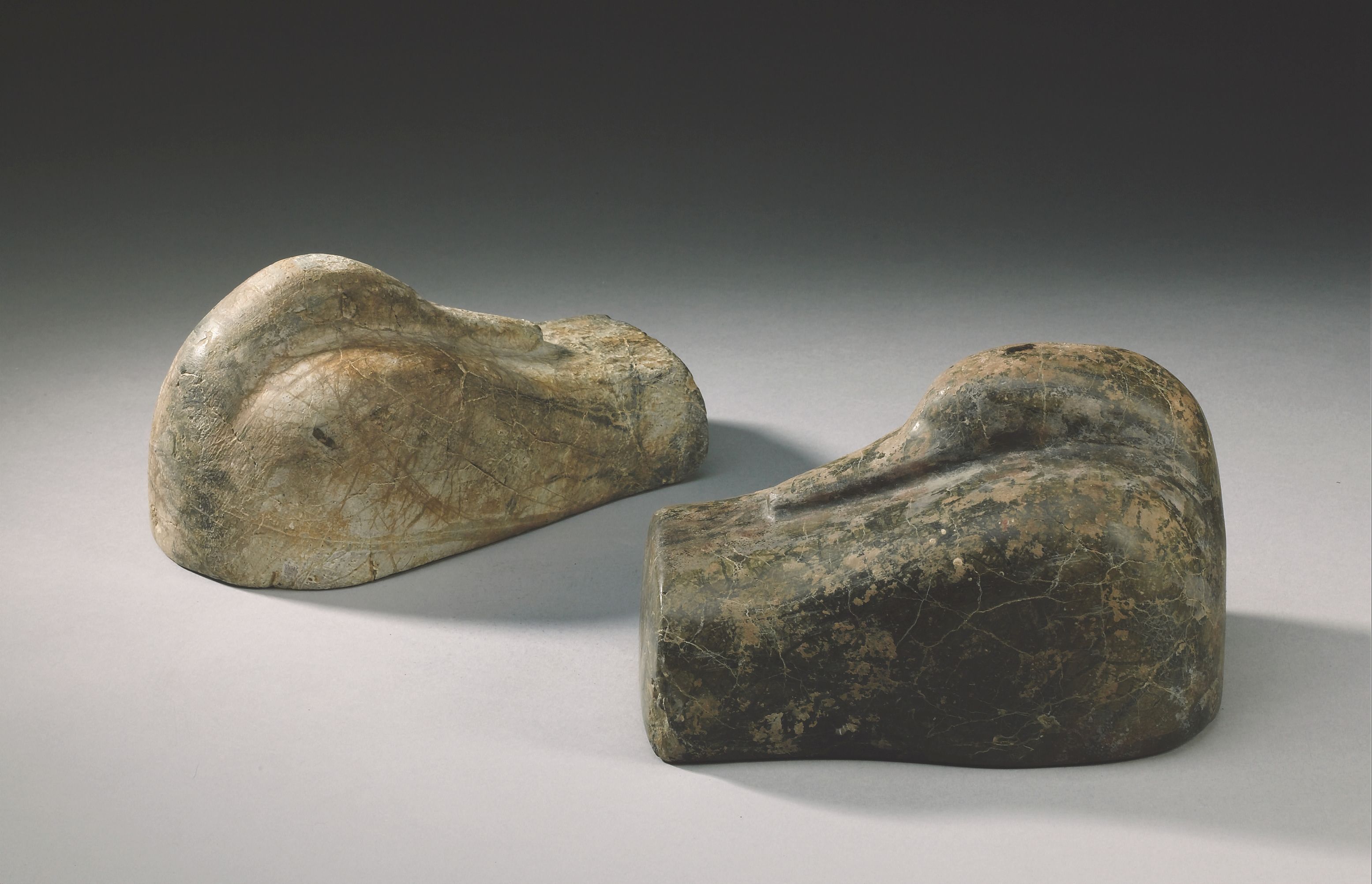 A trussed duck of greenstone with black - auctions & price archive