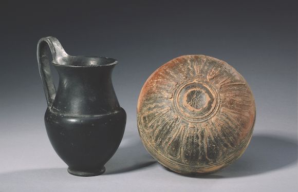 Bonhams : A Bucchero Ware vessel and Megarian Bowl (6208 & 6209) Ex ...