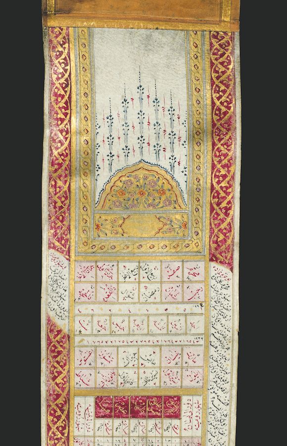 Bonhams : Ruzname (Almanac or Calendar), an illuminated vellum scroll ...