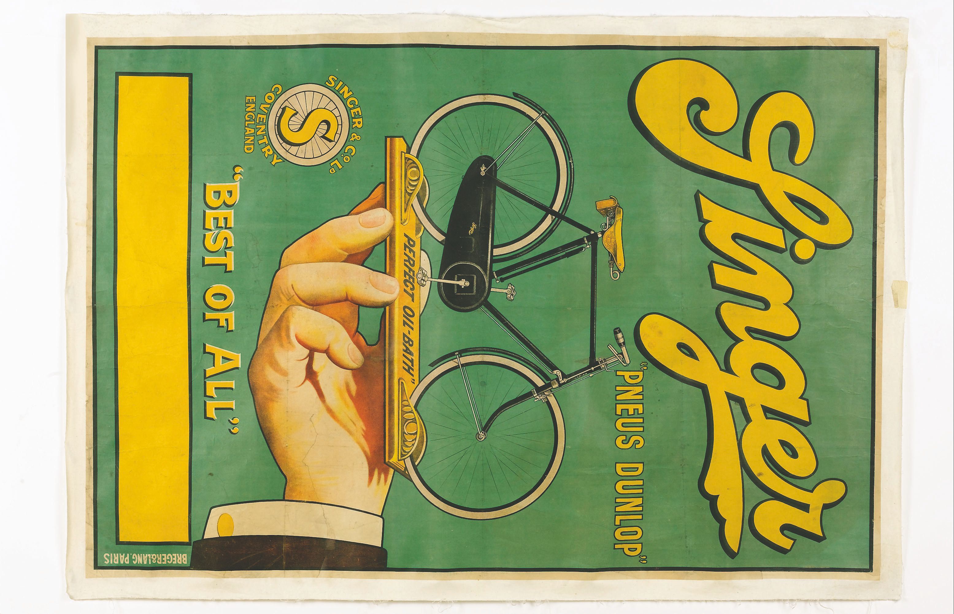 Bonhams Cars : A large Singer 'Best of All' bicycle advertising poster ...