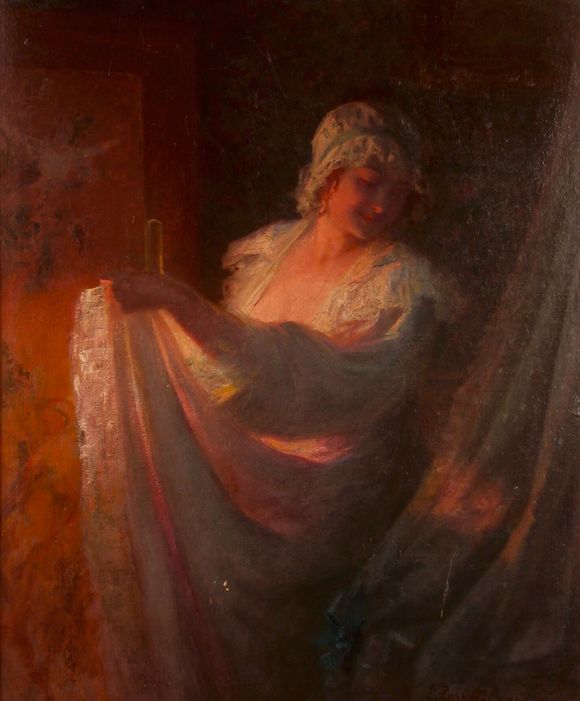 Bonhams : Paul Edouard Rosset-Granger (French, b.1853) Le sommeil de bebe 45.5 x 38cm