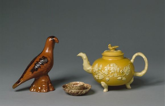 Bonhams : An English country pottery model of a hawk, circa 1770-80,