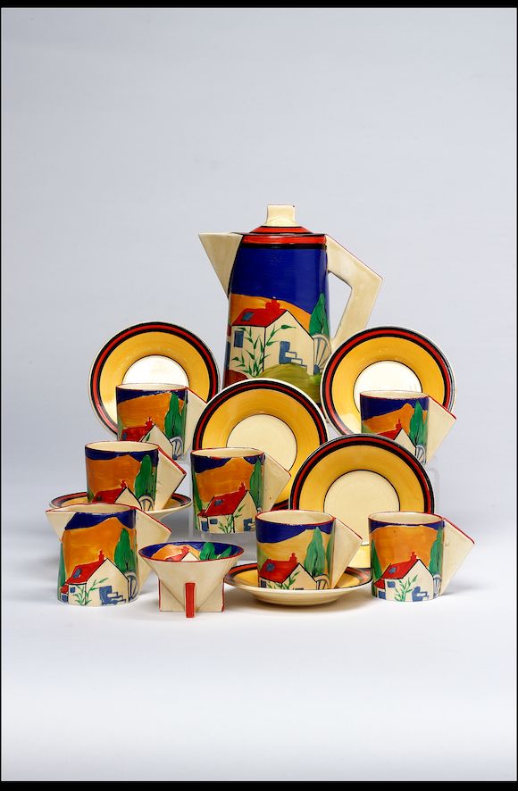 Bonhams : 'Applique Blue Lugano' A Conical Coffee Set coffee pot 17cm ...