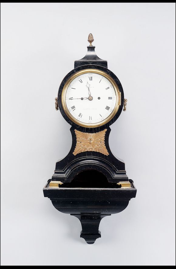 Bonhams : An early 19th century ebonised bracket clock with enamel dial ...