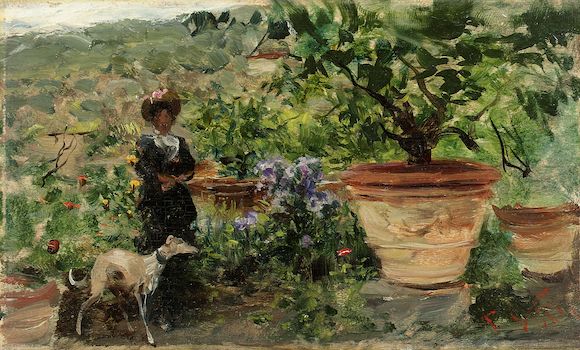 Bonhams : Francesco Vinea (Italian 1845-1902) On the terrace 9 x 15 cm ...