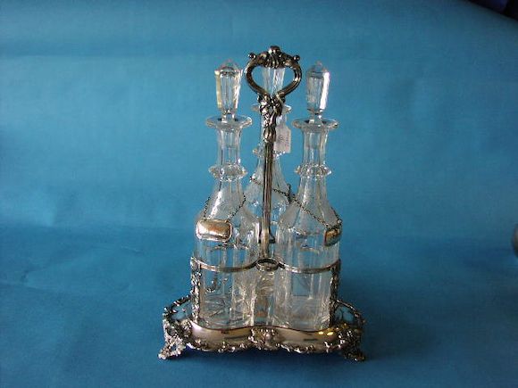 Bonhams : A 19th century trefoil decanter stand,