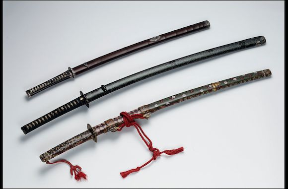 Bonhams : A katana in fine silver-mounted buke-zukuri koshirae,