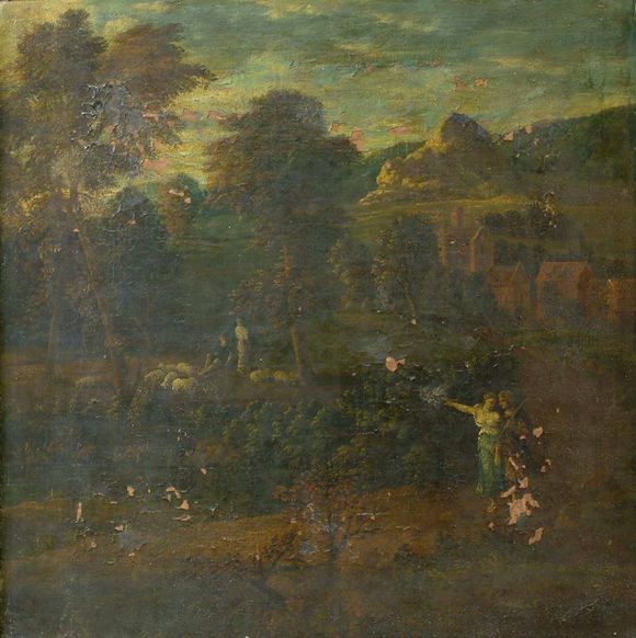 Bonhams : After Poussin Figures in a landscape73.5 x 72cm