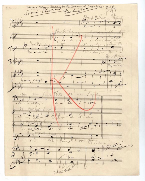 Bonhams : ELGAR (EDWARD) Autograph sketches for The Dream of Gerontius ...