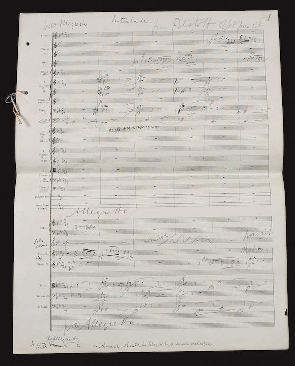 Bonhams : ELGAR (EDWARD) Autograph working full score of the 'Interlude ...