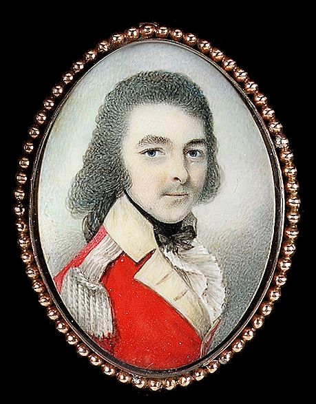 Bonhams : Irish School, An Officer, wearing scarlet coat with yellow ...