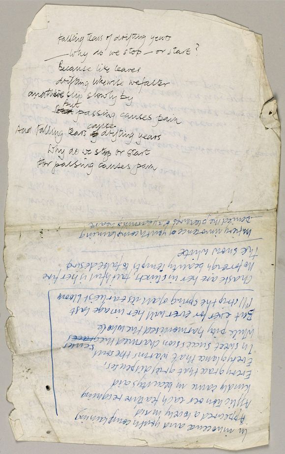 Bonhams : A poem written by Stuart Sutcliffe Liverpool, 42 x 26 cm.