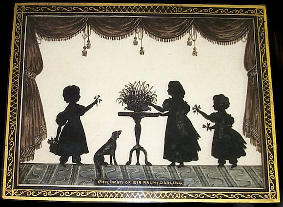 Bonhams : English School, A silhouette conversation piece of the ...