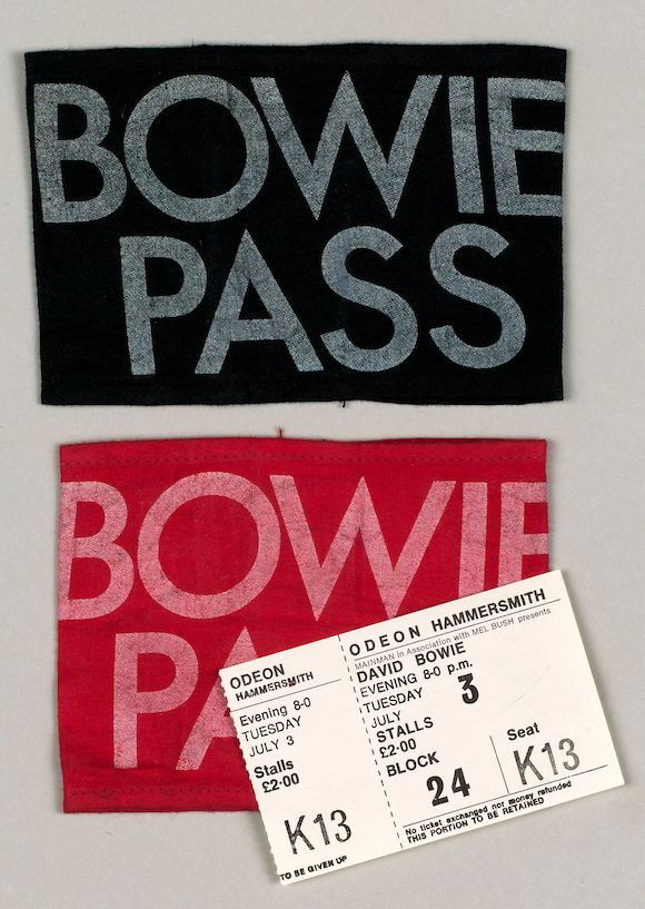 Bonhams : A David Bowie unused concert ticket with matching armbands ...