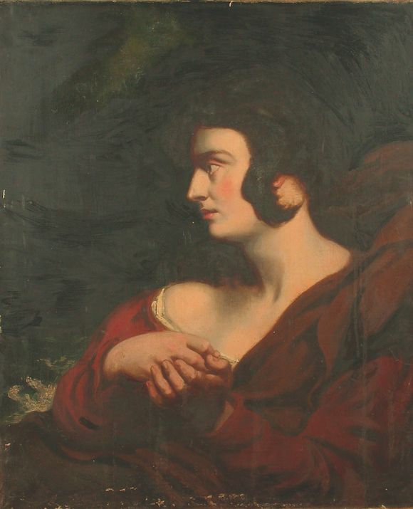 Bonhams : 19th Century English School Portrait of a lady in profile in ...