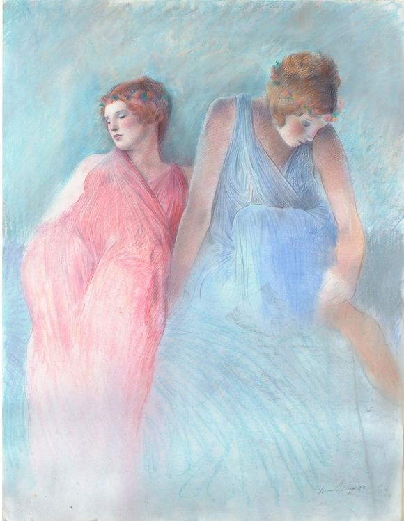 Bonhams : Adrian George (British, b.1944) Two Naiadssigned and dated ...
