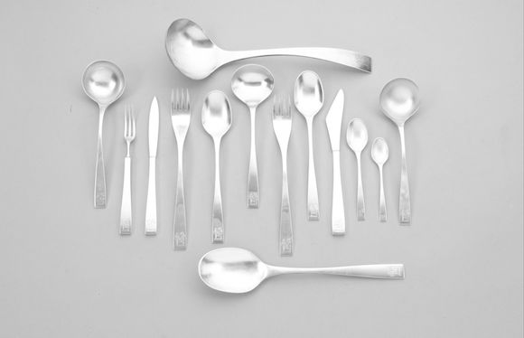 Bonhams : ALEX STYLES : A silver table service of flatware, by Garrard ...