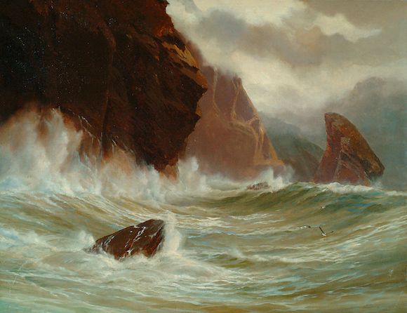 Bonhams : Arthur Wilde Parsons (1854-1931) 'Heavy seas breaking onto ...