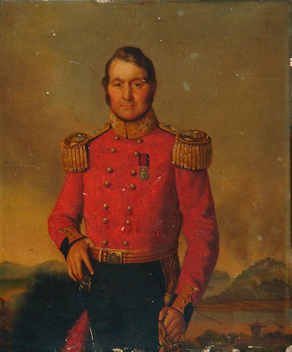 Bonhams : English School (circa 1830-40) 'Portrait of an officer of the ...