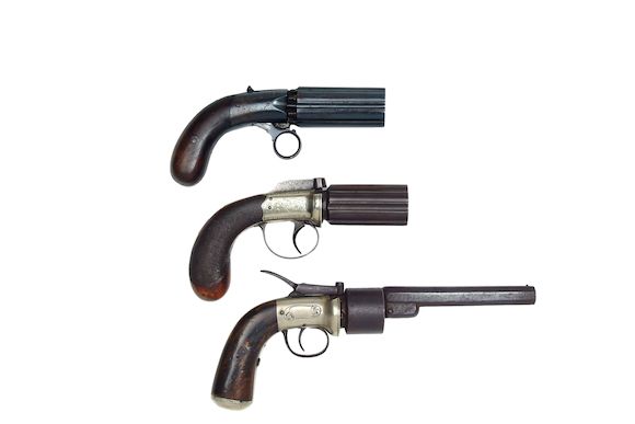 Bonhams : An 80-Bore Cooper's Patent Six-Shot Percussion Pepperbox ...