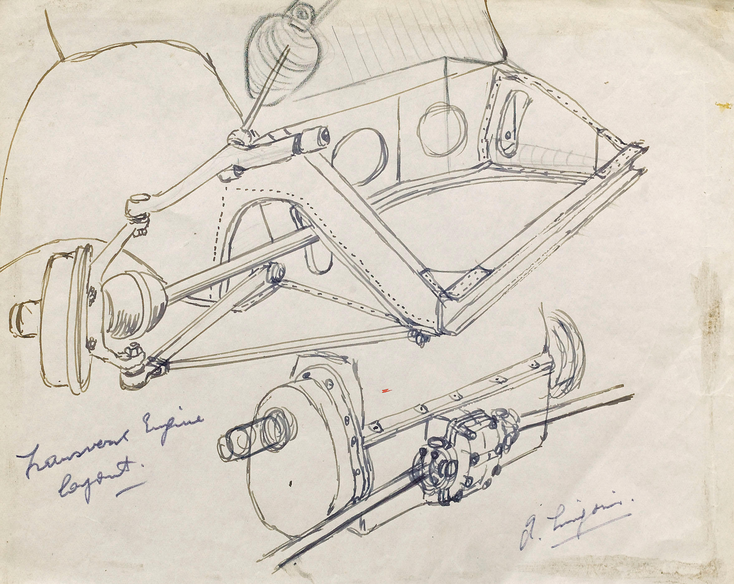 Bonhams Cars : An original Alec Issigonis signed drawing, "Transverse ...