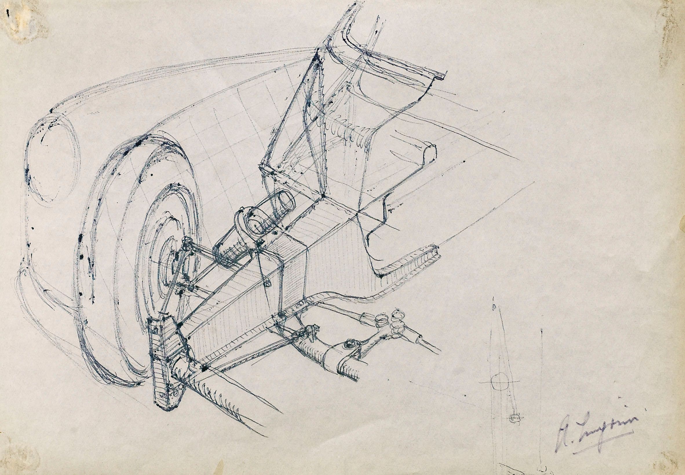 Bonhams Cars : An original Alec Issigonis signed drawing,
