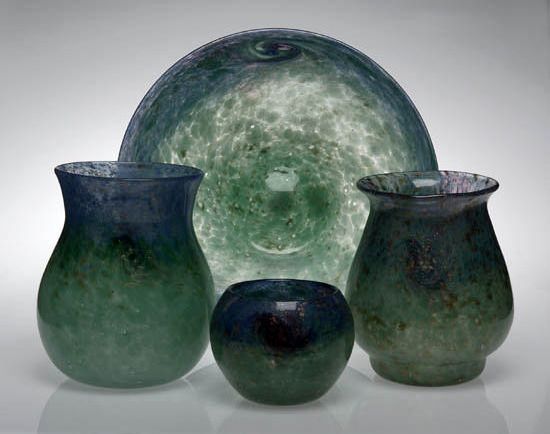 Bonhams : An early Monart Vase, shape RA, 18cm high,