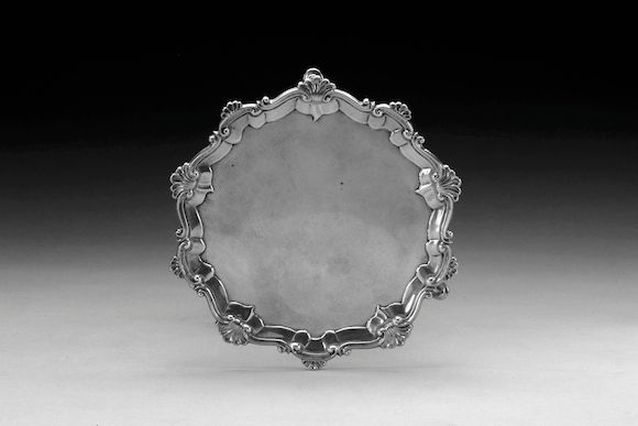 Bonhams : A George III silver shaped circular waiter, by Thomas Hannam ...