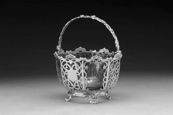 Bonhams : A Victorian silver swing-handled shaped circular sugar basket ...