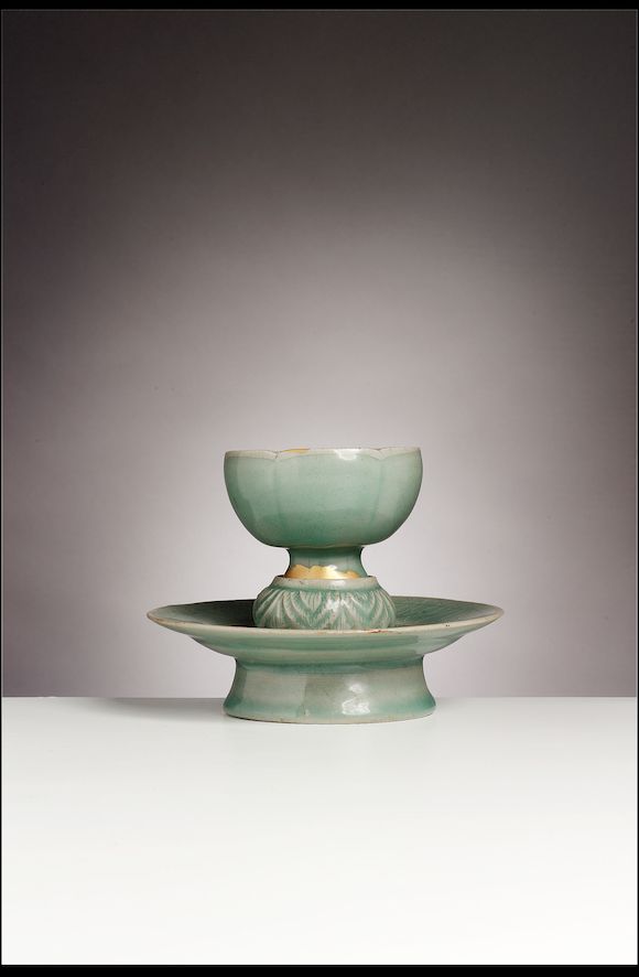 Bonhams : A Korean celadon lotus cup and stand Koryo Dynasty