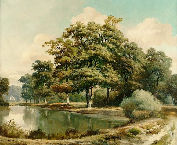Bonhams : Alex Lefort (French, 1854-?) River Landscape 50 x 61 cm.