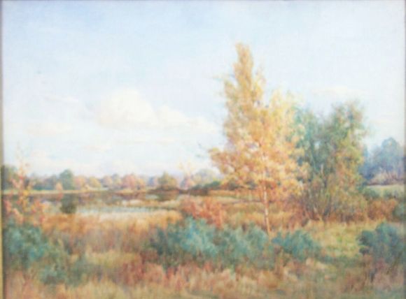 Bonhams : George Gordon Byron Cooper (died 1933) Autumn at the lake's ...
