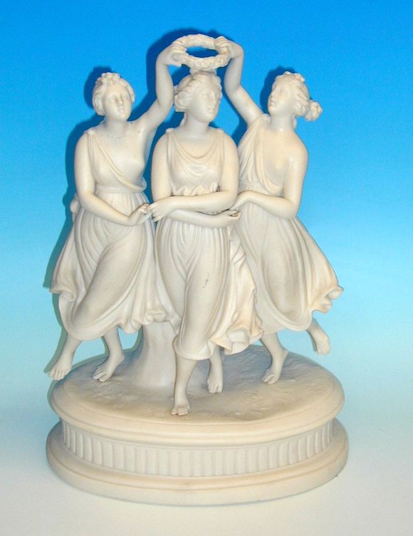 Bonhams : A parian figure group of the Three Graces,