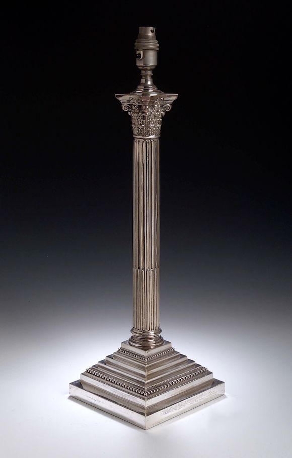 Bonhams : An impressive Table Lamp base, maker's mark WL&S, Sheffield 1900,