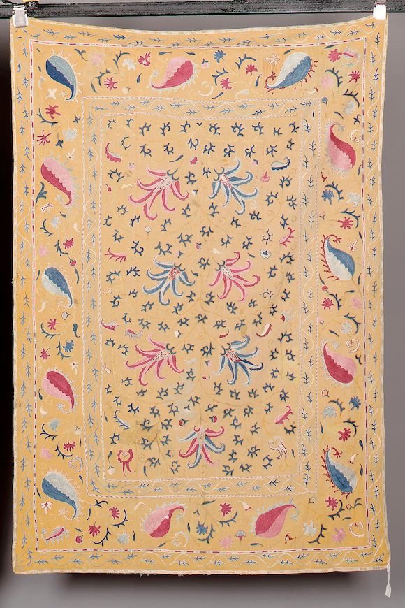 Bonhams : A Shahrizabz yellow ground Susani Central Asia, late 19th Century
